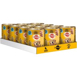 Pedigree Adult mit 3 Sorten Gefl&uuml;gel in Pastete Hunde-Nassfutter unterst&uuml;tzt Immunsystem 12x800g