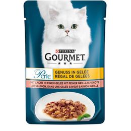 Gourmet Perle Genuss in Gelee mit Lachs Katzen-Nassfutter ohne k&uuml;nstliche Farbstoffe 26x85g