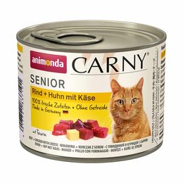 animonda Carny Senior Rind, Huhn mit K&auml;se Katzen-Nassfutter ohne Zuckerzusatz 6x200g