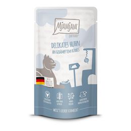 MjAMjAM Quetschie - Huhn an K&uuml;rbis Katzen-Nassfutter Alleinfuttermittel 12x125g