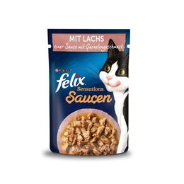 FELIX Sensations Saucen mit Lachs & Garnelengeschmack Katzen-Nassfutter ohne k&uuml;nstliche Aroma- und Farbstoffe 26x85g