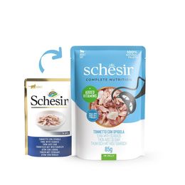 12x85 g Schesir Cat Complete Thunfisch mit Wolfsbarsch in Jelly
