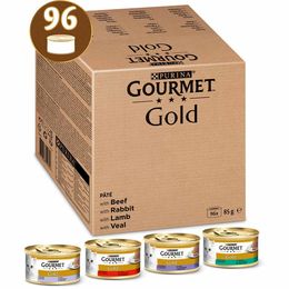 Gourmet Gold Feine Pastete Mixpaket Katzen-Nassfutter Alleinfuttermittel 96x85g