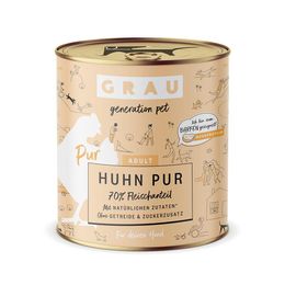 Grau Adult Huhn Pur Hunde-Nassfutter getreidefrei 6x800g