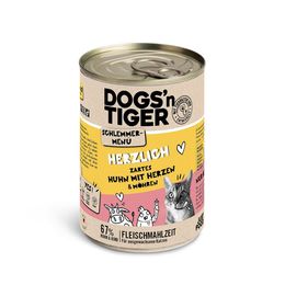 Dogs'n Tiger Schlemmermen&uuml; Herzlich Huhn & M&ouml;hren Katzen-Nassfutter getreidefrei 6x400g