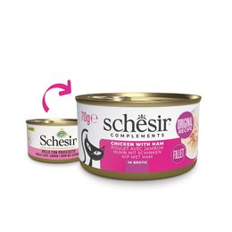 12x70 g Schesir Cat Huhn mit Schinken in Br&uuml;he