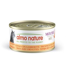 Almo Nature HFC Mousse Thunfisch mit Garnelen Katzen-Nassfutter glutenfrei 24x70g