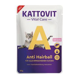 Kattovit Vital Care Anti Hairball Pouches Katzen-Nassfutter mit Lachs 24x85g