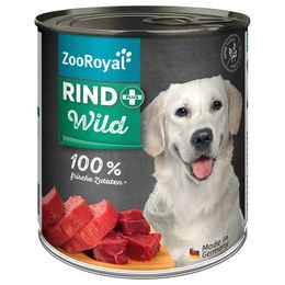 ZooRoyal Rind + Wild Hunde-Nassfutter ohne Zuckerzusatz 6x800g