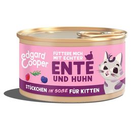 Edgard & Cooper Stückchen in Sauce Kitten Ente und Huhn Katzen-Nassfutter ohne Zuckerzusatz 6x85g