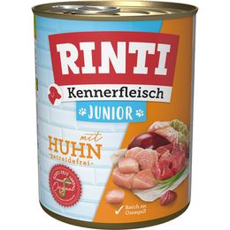 Rinti Kennerfleisch Junior mit Huhn Hunde-Nassfutter getreidefrei 12x800g