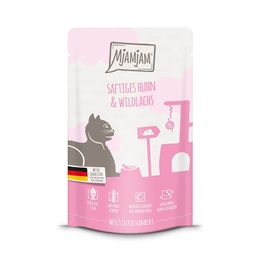 MjAMjAM Quetschie saftiges Huhn und Wildlachs Katzen-Nassfutter getreidefrei 12x125g