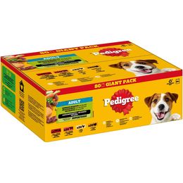Pedigree Giant Pack Adult 4 Variet&auml;ten in Sauce Hunde-Nassfutter ohne k&uuml;nstliche Farb- und Aromastoffe 80x100 g