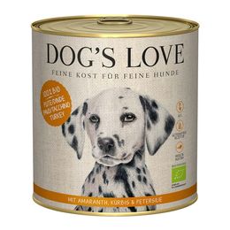 DOG&rsquo;S LOVE Dog's Love Bio Pute mit Amaranth, K&uuml;rbis und Petersilie Hunde-Nassfutter Single-Protein 6x800g