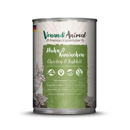 Venandi Animal Huhn & Kaninchen Katzen-Nassfutter ohne Zucker- und Getreidezusatz 6x400g