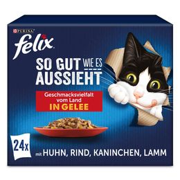 FELIX So gut wie es aussieht in Gelee Geschmacksvielfalt vom Land Katzen-Nassfutter Alleinfuttermittel 24x85g