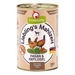 Granatapet Liebling's Mahlzeit Fasan und Gefl&uuml;gel Hunde-Nassfutter f&uuml;r &uuml;bergewichtige Hunde 6x400g