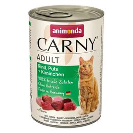 animonda Carny Adult Rind, Pute und Kaninchen Katzen-Nassfutter ohne Zucker & Soja 6x400g
