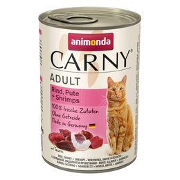 animonda Carny Adult Rind, Pute und Shrimps Katzen-Nassfutter ohne Farbstoffe 6x400g