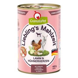 Granatapet Liebling&rsquo;s Mahlzeit Lamm und H&uuml;hnerherzen Hunde-Nassfutter getreidefrei 6x400g