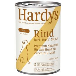 Hardys Vital Rind mit Zucchini & Apfel Hunde-Nassfutter hoher Fleischanteil 6x400g