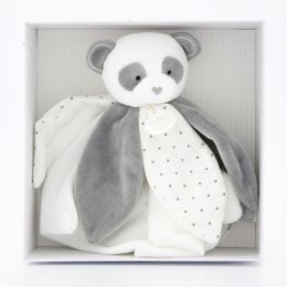 Grau-wei&szlig;es Kuscheltier mit Panda-Design