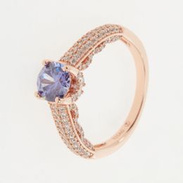 Oliver Weber Ros&eacute;vergoldeter Royal Ring aus Sterling Silber mit Tansanit