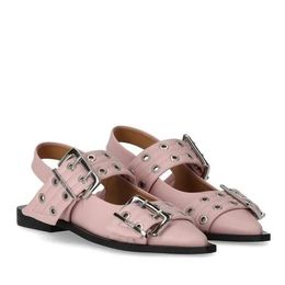 Ganni Sandalen - Pink Slingback Ballet Flat Shoe With Buckles - Gr. 38 (EU) - in Rosa - f&uuml;r Damen