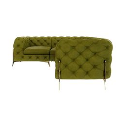 S-STYLE Chesterfield Ecksofa Natalie gr&uuml;n Ma&szlig;e (cm): B: 264 H: 75 Sofas > Sofas nach Material > Stoffsofas &raquo; Sofa DE