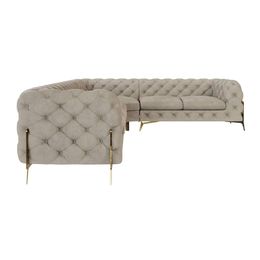 S-STYLE Chesterfield Ecksofa Natalie creme Ma&szlig;e (cm): B: 323 H: 75 Sofas > Sofas nach Material > Stoffsofas &raquo; Sofa DE