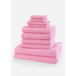 bonprix Baumwollhandtuch Set (10-tlg. Set), pink, mit Baumwolle