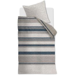 Rivièra Maison Bettwäsche RIVIÈRA MAISON "Rattan Stripes", blau (blaugrau), B/L: 135cm x 200cm, 1 Stk., 1 Stk., Renforcé, B/L: 80cm x 80cm, 2 Stk., Renforcé, Obermaterial: 100% Baumwolle, Bettwäsche