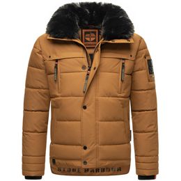 Steppjacke STONE HARBOUR "Witas", Herren, Gr. L (52), braun (zimt), Obermaterial: 100% Polyester, Futter: 100% Polyester, Wattierung: 100% Polyester, Ärmelfutter: 100% Polyester, Kunstpelz: 100% Polyester, gerade hüftbedeckend, hoch geschlossener Ausschnitt, Ärmel ohne Ärmelschlitz Rippbündchen kontrastfarben, Jacken, gesteppte Herren Winterjacke mit abnehmbarer Kapuze