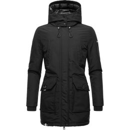 Winterjacke Navahoo "Blizzardstorm", Damen, Gr. L (40), schwarz, Oberstoff: 70% Baumwolle, 30% Nylon, Futter: 100% Polyester, Wattierung: 100% Polyester, Ärmelfutter: 100% Polyester, figurbetont Po-bedeckend, hoch geschlossener Ausschnitt, Ärmel ohne Ärmelschlitz Rippstrickbündchen, Jacken Winterjacke, Warm gefütterter Wintermantel mit Kapuze