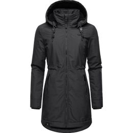 Winterjacke Ragwear "Dakkota", Damen, Gr. L (40), grau (dunkelgrau), Au&szlig;enmaterial: 100% Polyester; Innenfutter: 100% Polyester; Wattierung: 100% Polyester, tailliert ca. Mitte Oberschenkel, hoch geschlossener Ausschnitt, &Auml;rmel ohne &Auml;rmelschlitz Rippstrickb&uuml;ndchen, Jacken Winterjacke, Wasserdichter Winterparka mit Teddyfleece Innenfutter