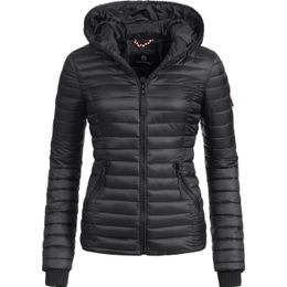 Steppjacke Navahoo "Kimuk", Damen, Gr. XXL, schwarz, Obermaterial: 100% Nylon; Futter: 100% Polyester; Wattierung: 100% Polyester; Ärmelfutter: 100% Polyester, figurbetont hüftlang, Ärmel ohne Ärmelschlitz Rippstrickbündchen kontrastfarben, Jacken Steppjacke, leichte Übergangsjacke mit Kapuze