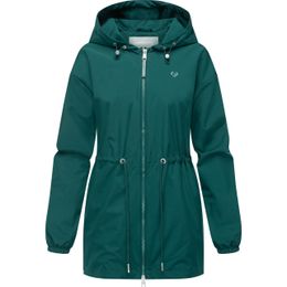 Outdoorjacke Ragwear "Monadissimo A YOUMODO", Damen, Gr. L (40), blau (dunkelt&uuml;rkis), Obermaterial: 100% Polyester; Innenfutter: 100% Polyester, Basic, gerade Po-bedeckend, hoch geschlossener Ausschnitt, &Auml;rmel ohne &Auml;rmelschlitz elastischer Bund mit innenliegendem Gummizug, Jacken Outdoorjacke, Wasserdichte &Uuml;bergangsjacke mit Kapuze