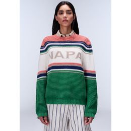Napapijri Damen Strickpullover "D-AULLA C W 81S STRIPE 81S"stripe 81s, Gr. XL, kontrastfarbene Details, mehrfarbig, Strick, Obermaterial: 100%