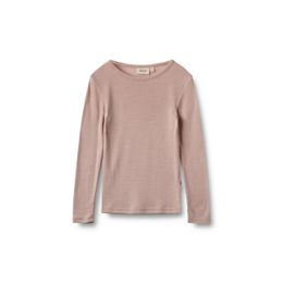 Wheat M&auml;dchen Longsleeve "Wheat Wool T-Shirt L/S Alfie"dry rose, Gr. 122, unifarben, 100% Wolle, Shirts