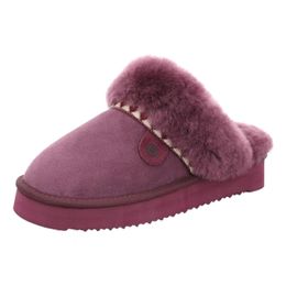Rohde Damen Pantoffel "GENOVA", Gr. 36brombeere, Veloursleder, Schuhe, Hausschuh, Schlappen, Clog, Plateausohle, zum Schlupfen