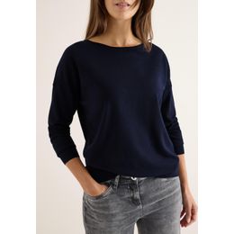 Strickpullover Cecil, Damen, Gr. L (42), urban dunkelblau, Strick, Obermaterial: 50% Viskose, 28% Polyester, 22% Nylon, unifarben, regular fit normal, U-Boot-Ausschnitt, Pullover, mit Strukturdetail, Topseller