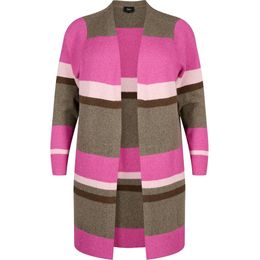 ZIZZI Strickjacke 'CASUNNY' Damen Gr&ouml;&szlig;e 7XL/8XL braun / fuchsia / hellpink