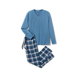 Tchibo - Pyjama mit Flanellhose - Herren - Gr. S - dunkelblau/kariert