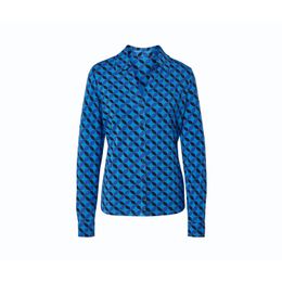 Tchibo - Blusenshirt mit Knopfleiste - Damen - Gr. XL - blau/print