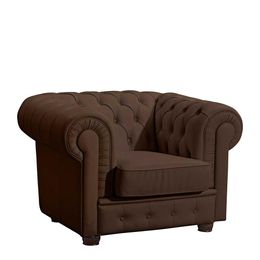 Pharao24.de Wohnzimmer Sessel braun Leder im Chesterfield Look 110 cm breit