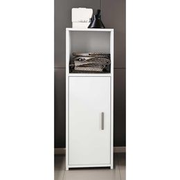 Pharao24.de Bad Seitenschrank mit offenem Fach in Wei&szlig; modernes Design
