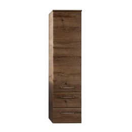 Pharao24.de Hochschrank Badschrank mit Holzwerkstoff Oberfläche und Metallgriffen