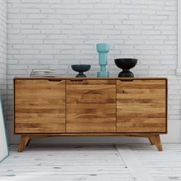 Pharao24.de Türen Sideboard aus Wildeiche Massivholz Grifflöchern