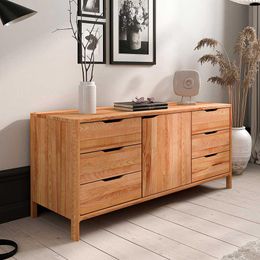 Pharao24.de Sideboard Kommode aus Kernbuche Massivholz mit Vierfu&szlig;gestell