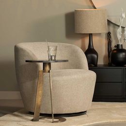 Pharao24.de Drehbarer Lounge Sessel in Beige Bezug aus Webstoff